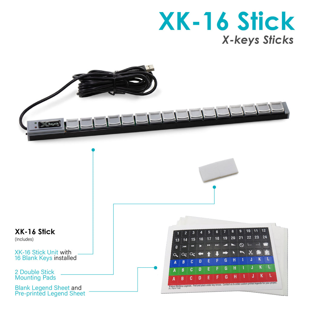 X-keys XK-16 Key Programmable Stick – X-keys-UK (Keyboard Specialists LTD)